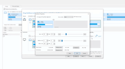Managing Partitions in the Image Restore and Clone Wizards
